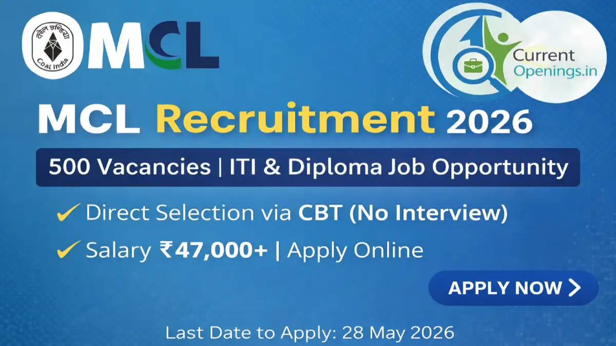 MCL Recruitment 2026 🔥 500 Vacancies | No Interview | ITI & Diploma ...